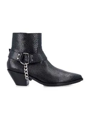 Junya Watanabe Snake-effect Leather Ankle Boots With Chain Detail