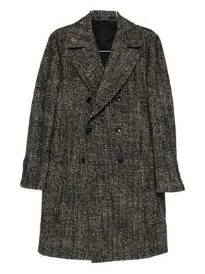 Tagliatore Premium Double-breasted Coat With Notched Lapels - Black
