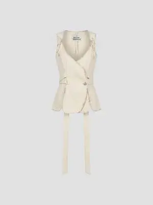 VIVIENNE WESTWOOD Roxand Mini Top Asymmetrical Wrap Style - Cream