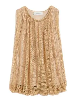Sportmax SPORTMAX Soft Cut Mesh Tank Top With Bubble Hem Beige