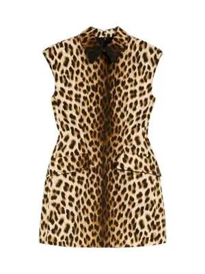 Sportmax Cotton Leopard Print Mini Dress - Brown