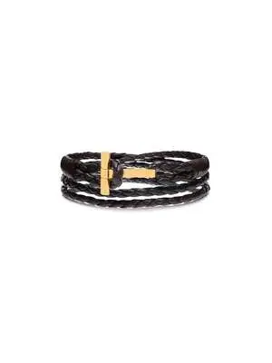 TOM FORD Braided Leather T Bracelet - Black