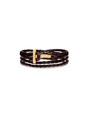 TOM FORD Braided Leather T Bracelet - Brown