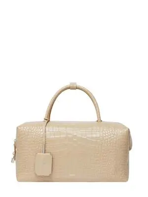 Max Mara Holdall Handbag With Crocodile-effect Leather - Beige