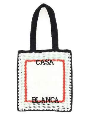 Casablanca Crochet Logo-knit Cotton Tote Bag