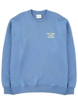 Drole De Monsieur Cotton Graphic Crewneck Sweatshirt - Blue