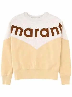 MARANT ETOILE Logo Print Colorblock Sweatshirt - Beige