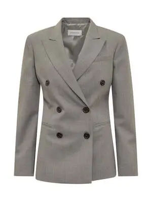 ARMARIUM Double Breasted Tailored Wool Blazer - Grigio