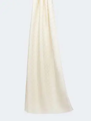 Max Mara Knit Stole With Fringed Edges 190 X 70 Cm - Bianco