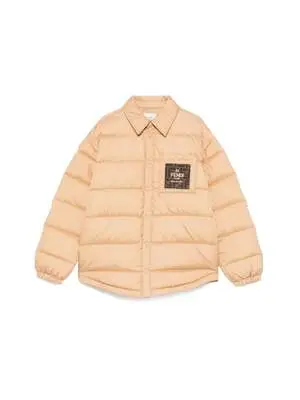 Fendi Padded Down Jacket With Logo Patch - Multicolour
