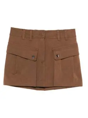 Andamane Cargo Mini Skirt With Zip And Button Closure - Brown