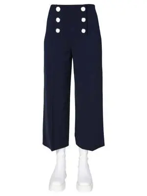 Moschino Wide Leg Trousers With Button Detail - Blue