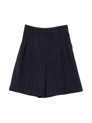 Max Mara MAX MARA STUDIO Striped Wool Trousers With Double Front Pleats Navy