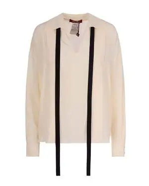 Max Mara Pleated Tie-neck Blouse - Beige