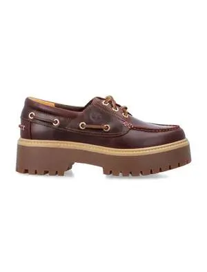 Timberland Lace-up Leather Flat Shoes - Brown