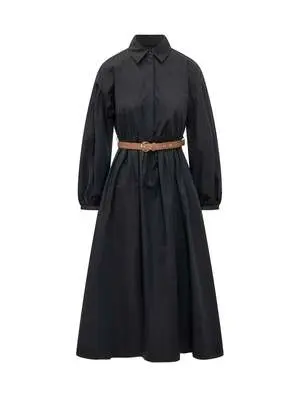 Max Mara Long Sleeve Belted Chemisier Dress - Blu