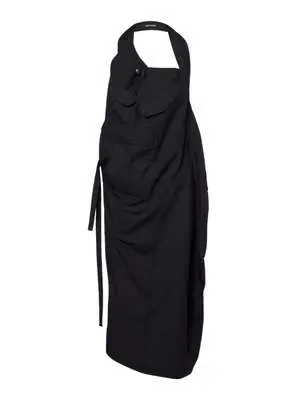 Junya Watanabe Halterneck Wool Midi Dress With Utility Pockets