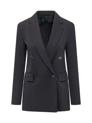 Max Mara Double-breasted Blazer With Notched Lapel - Blu