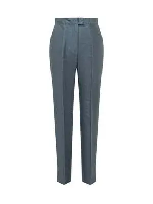 MAX MARA ELEGANTE STUDIO Elegant Straight-leg Trousers With Front Pleat - Blu Opale
