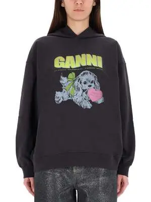 GANNI Organic Cotton Sweatshirt For Fw25 - Charcoal