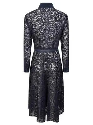 Max Mara Long Sleeve Lace Polo Suit - Blu