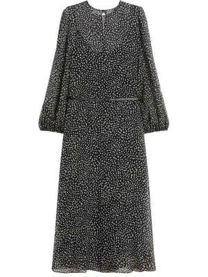 Max Mara Silk Ruffled Mini Dress With Balloon Sleeves - Black