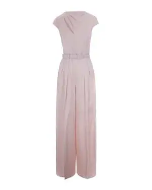 MAX MARA STUDIO ELEGANTE Sleeveless Belted Wide-leg Jumpsuit - Rosa