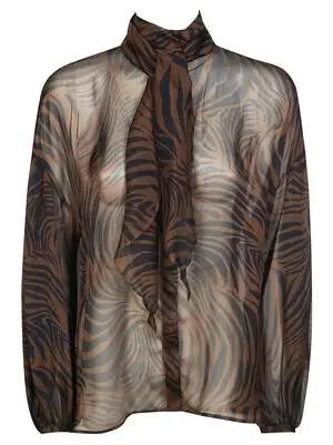 Max Mara Zebra Print Sheer Blouse - Marrone