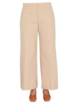 JIL SANDER Cotton Wide Leg Culotte Pants - Beige