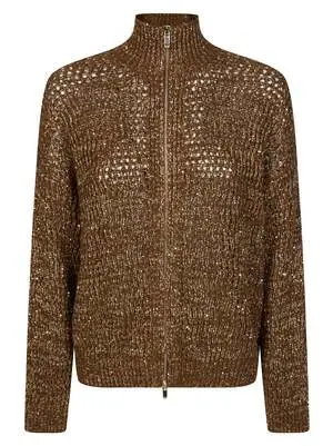 Max Mara Chic Zip-up Sweater - Marrone