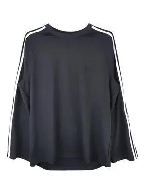Y3 Long Sleeve U Wire Tee With Striped Sleeves - Black