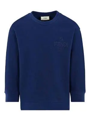 Fendi Logo Embroidered Cotton Sweatshirt - Multicolour