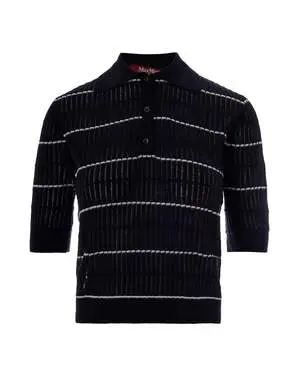 Max Mara Ribbed Knit Polo Sweater - Blu