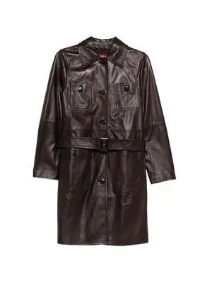 Max Mara Leather Belted Trench Coat - Brown
