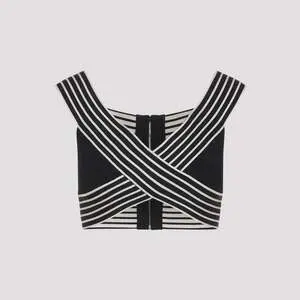 Elisabetta Franchi Striped Zip-fastening Top - Black