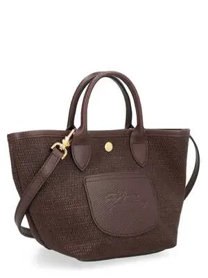 Longchamp Textured Woven Small Tote Bag With Crossbody Strap