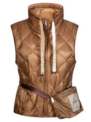 CUBE MAX MARA Max Mara Sleeveless Quilted Padded Jacket With Stand Collar - Marrone