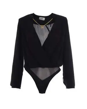 Elisabetta Franchi White Bodysuit With Chain Detail - Nero