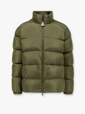 Moncler Down Jacket With Zip Closure And Drawstring Hem - Green