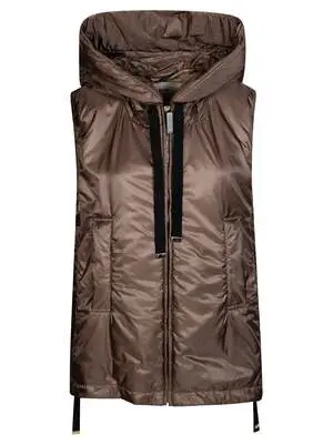 CUBE MAX MARA Maxi Sleeveless Puffer Vest - Beige