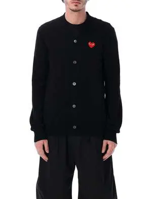 Play Comme Des Garcon Classic V-neck Cardigan In Size - Black