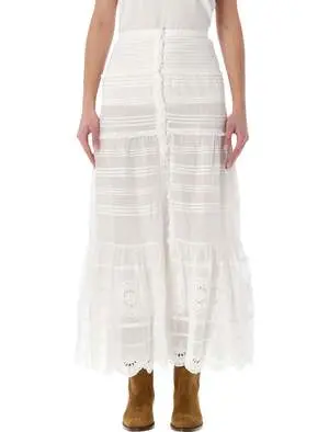 MARANT ETOILE Paoline Organic Cotton & Lace Skirt - White