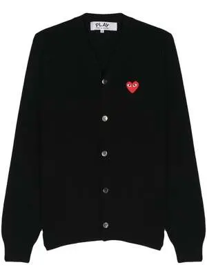 Play Comme Des Garcon Emblem Neck Cardigan For