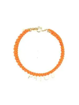 PATOU Glass And Brass Bead Necklace - Orange