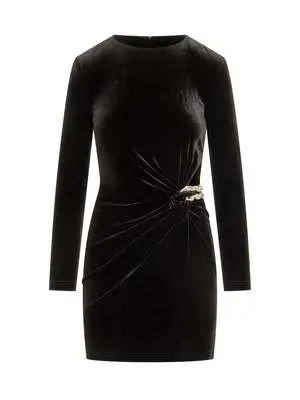 SELF-PORTRAIT Draped Velvet Mini Dress