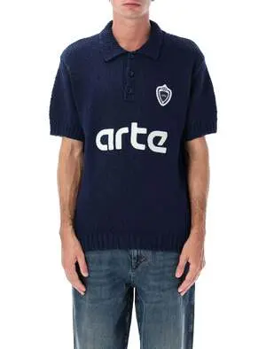 ARTE ANTWERP Athletic Knit Polo - Blue