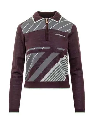Casablanca Premium Polo With Zip For Fw25 - Nero Grigio