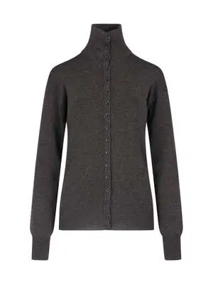 LEMAIRE Wool Button-front Turtleneck Cardigan - Black