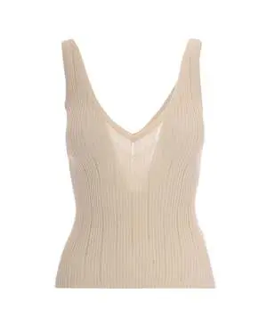 SESSUN Knit V-neck Tank Top - Fleur De Sel