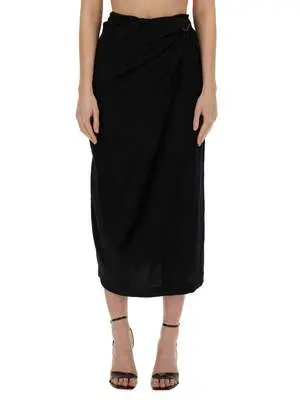 ALYSI Draped Midi Skirt With Ring Detail